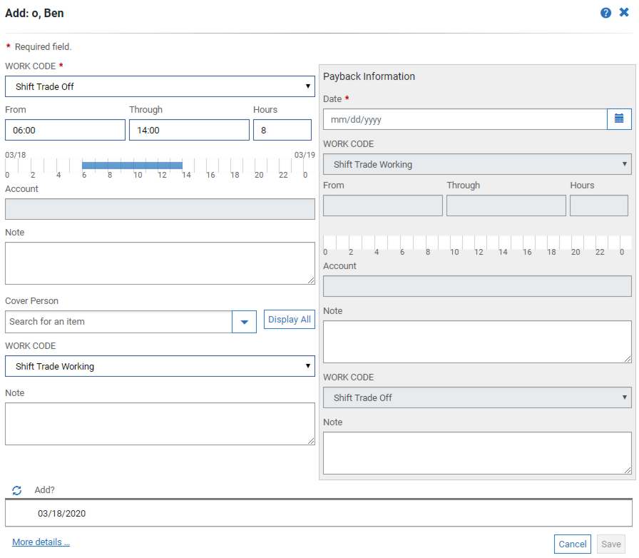 Requesting a Shift Trade