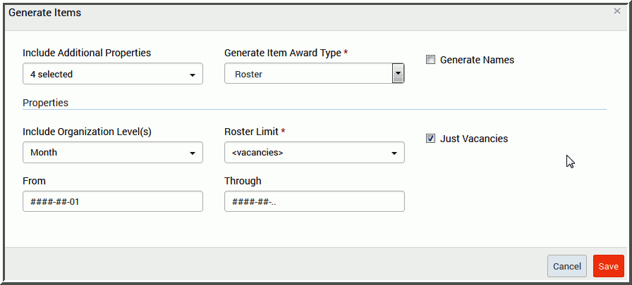 Generate a Roster Auction Example